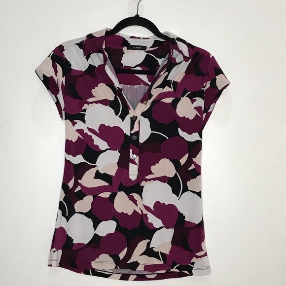 Alfani | Tops | Alfani 4 Button Blouse Multicolored V Neck | Poshmark